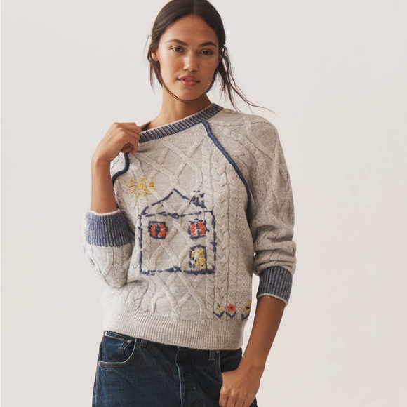 Pilcro | Sweaters | Cozy Blue Patterned Sweater | Poshmark
